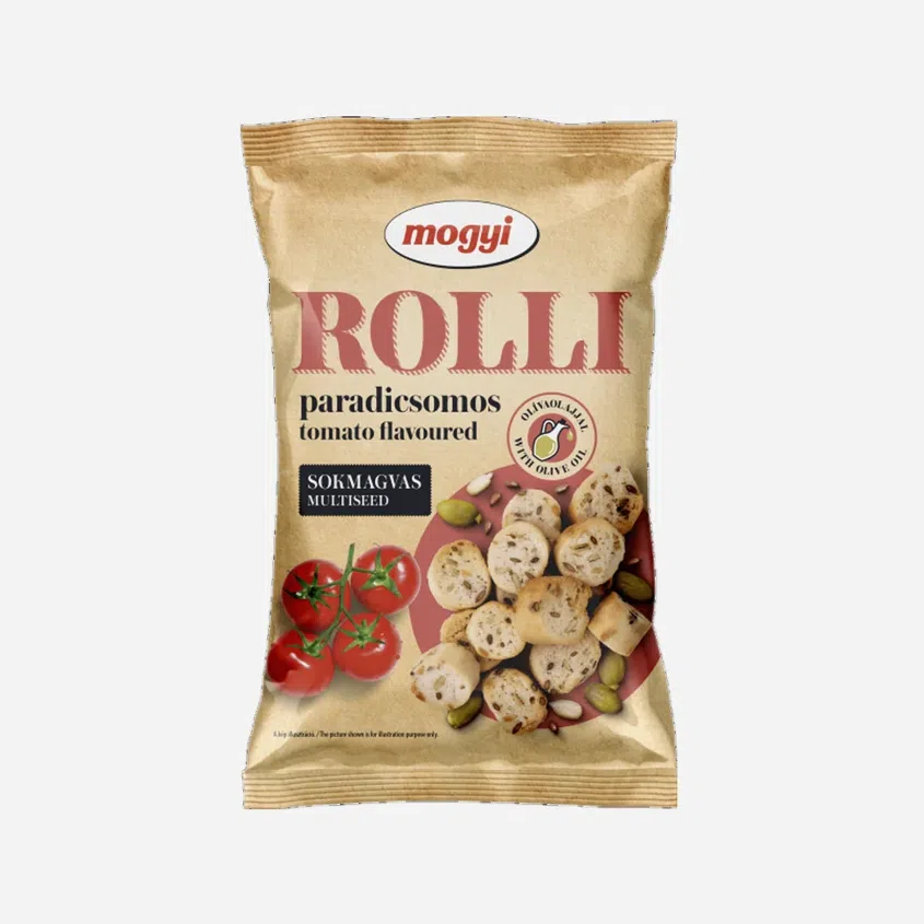 Mogyi Rolli - többféle gabonából készült kenyérkeksz paradicsom ízesítéssel 65g | Grizly